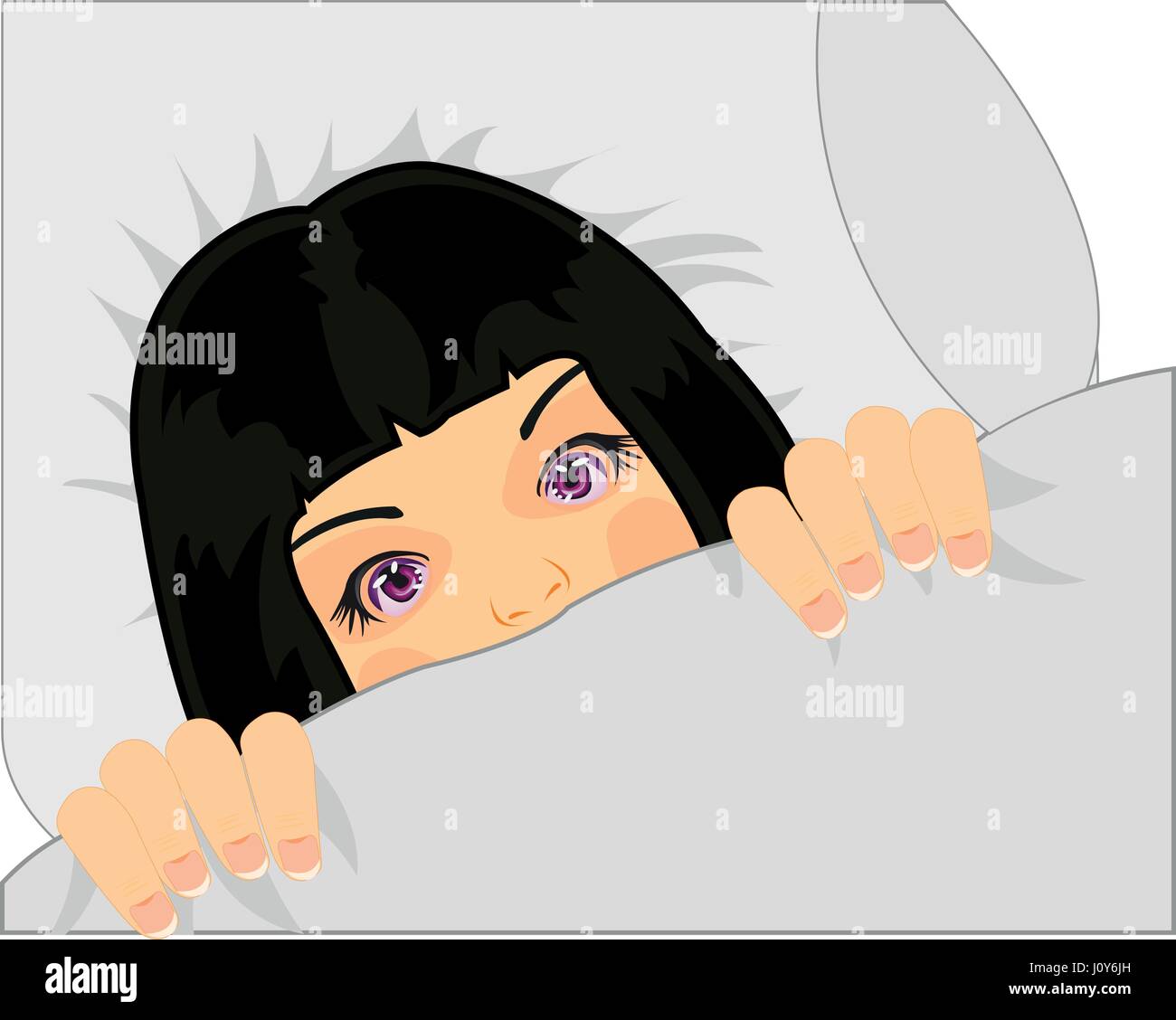 Girl under blanket Stock Vector Image & Art - Alamy