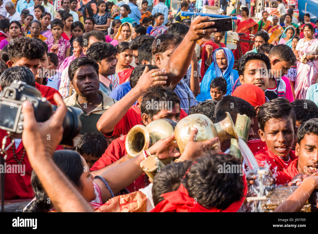 The Charak tree being purified and blessed before the ritual in ...