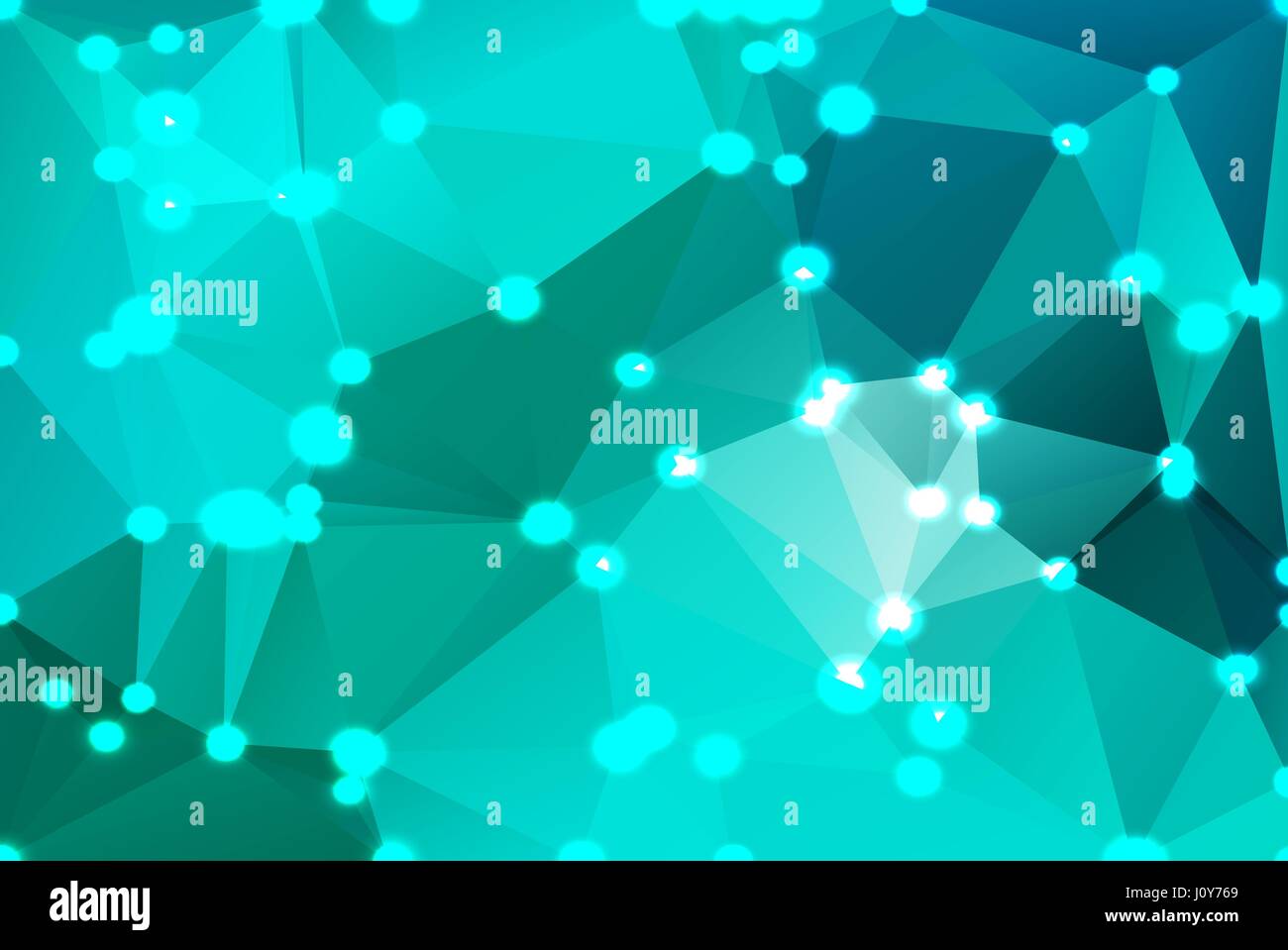 Turquoise green abstract low poly geometric background with defocused ...