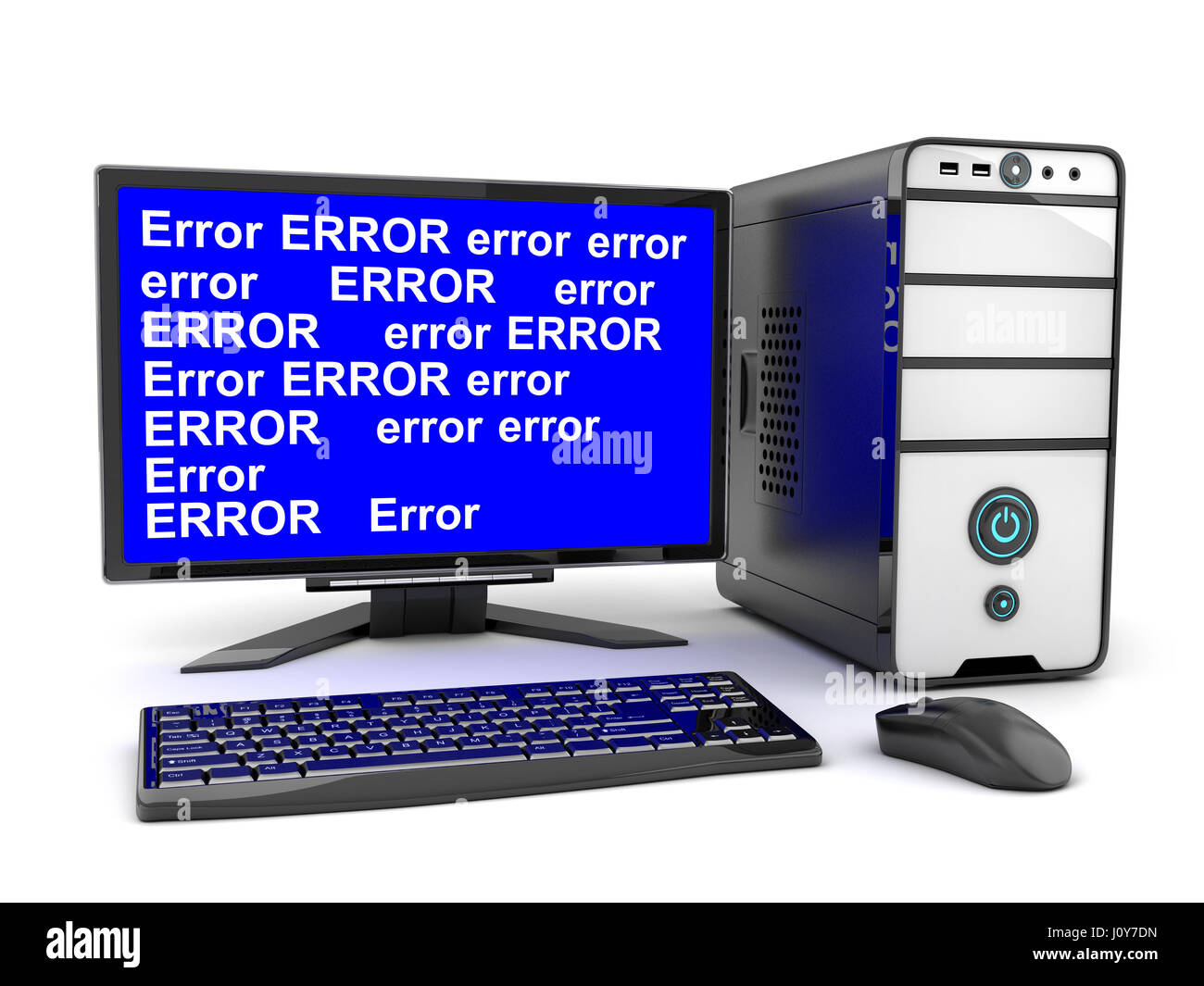 Broken computer and monitor error. 3d illustration Stock Photo - Alamy