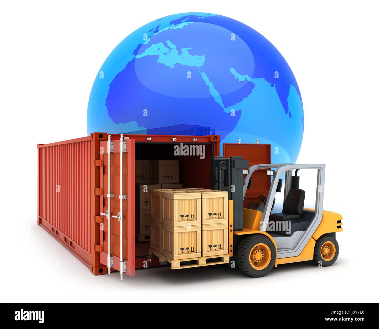 Loading red cargo container symbol. 3d illustration Stock Photo - Alamy