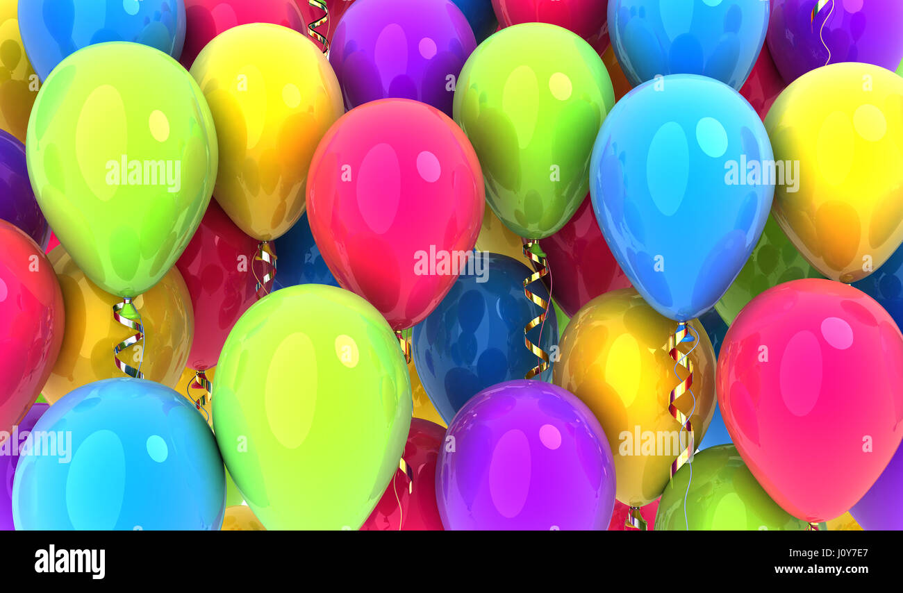 Many balloons fly background .3d illustration Stock Photo - Alamy