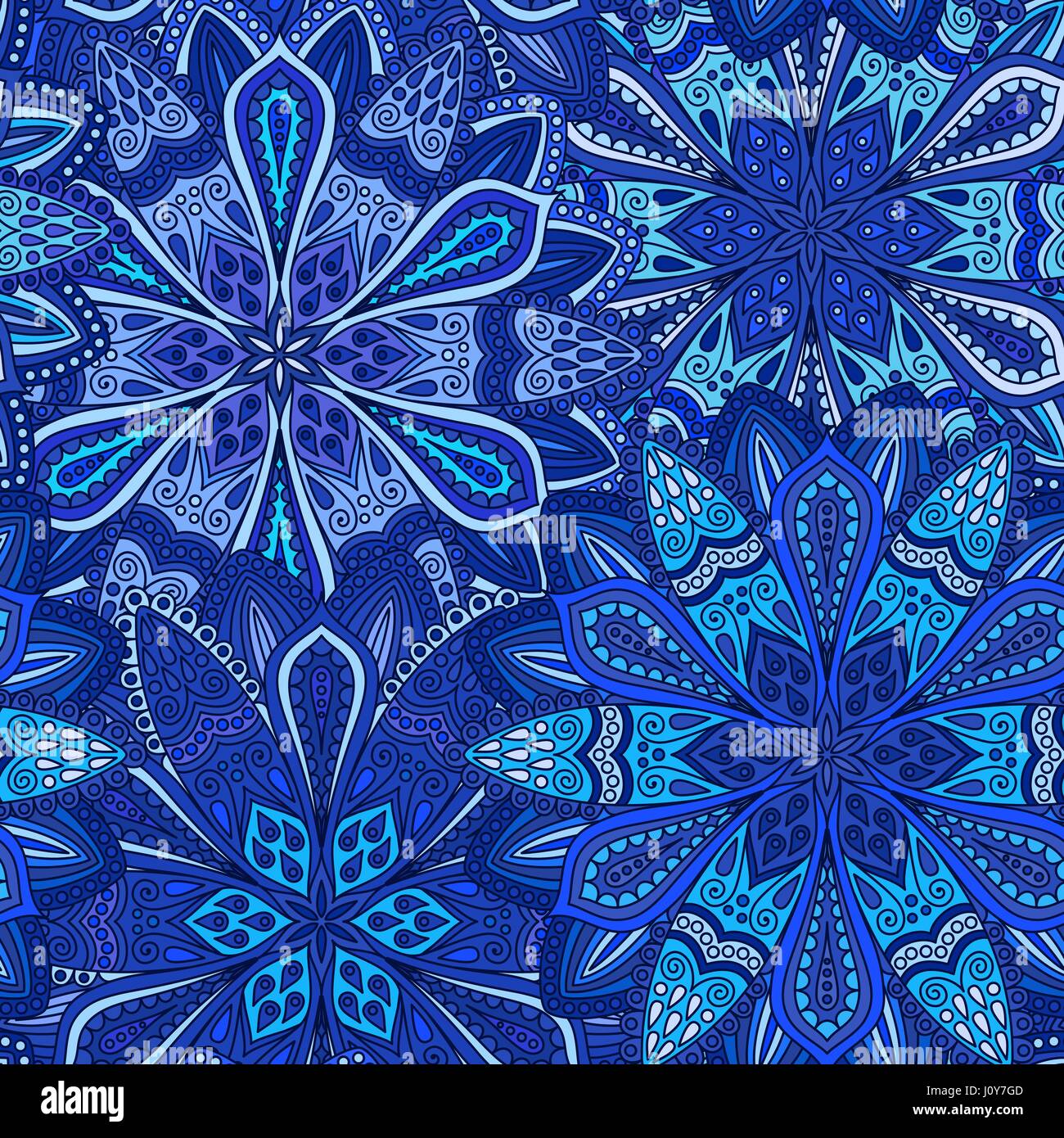 Blue Flower Pattern Boho Background Stock Vector Image & Art - Alamy