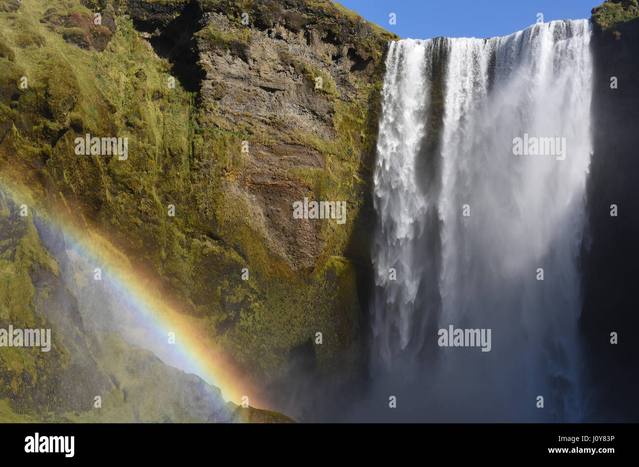 Skogafoss Waterfall and rainbow, Skogar, South Iceland Stock Photo - Alamy