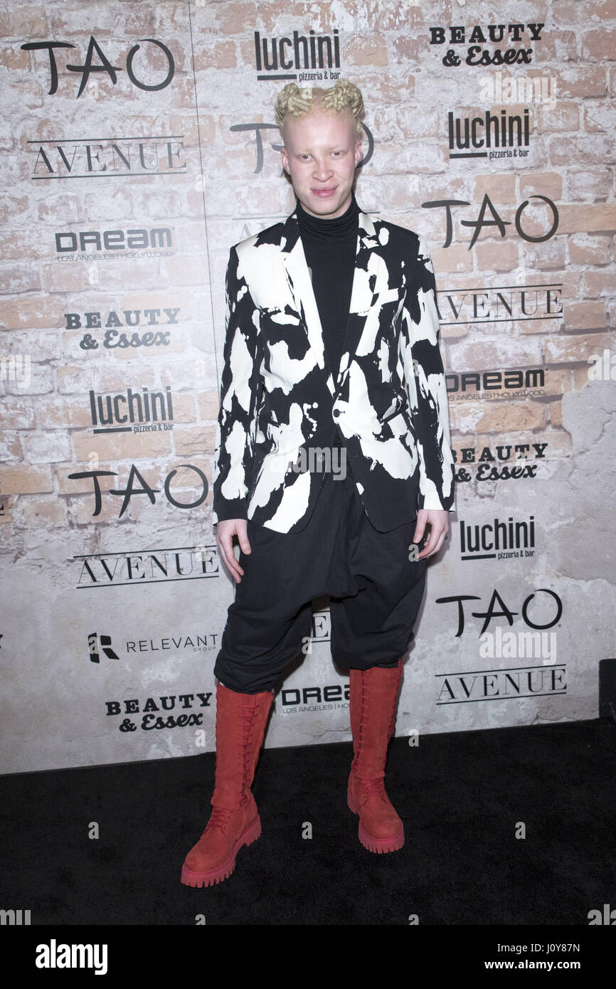 Model Shaun Ross attending the Grand Opening of TAO, Beauty + Essex ...