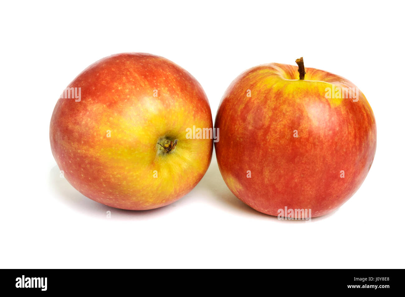 Two ripe ruddy red-yellow apple isolated on white background Stock ...