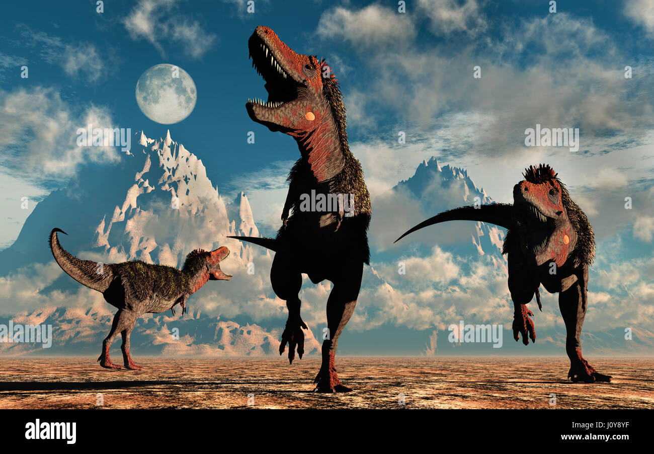 A Pack Of Carnivorous Tarbosaurus Dinosaurs , Alive During Earths ...