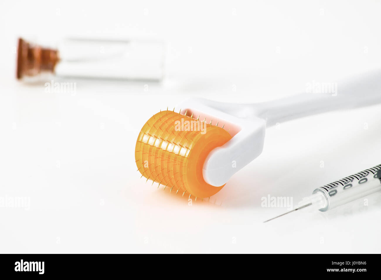 Derma roller for medical micro needling therapy with syringe and glass ...
