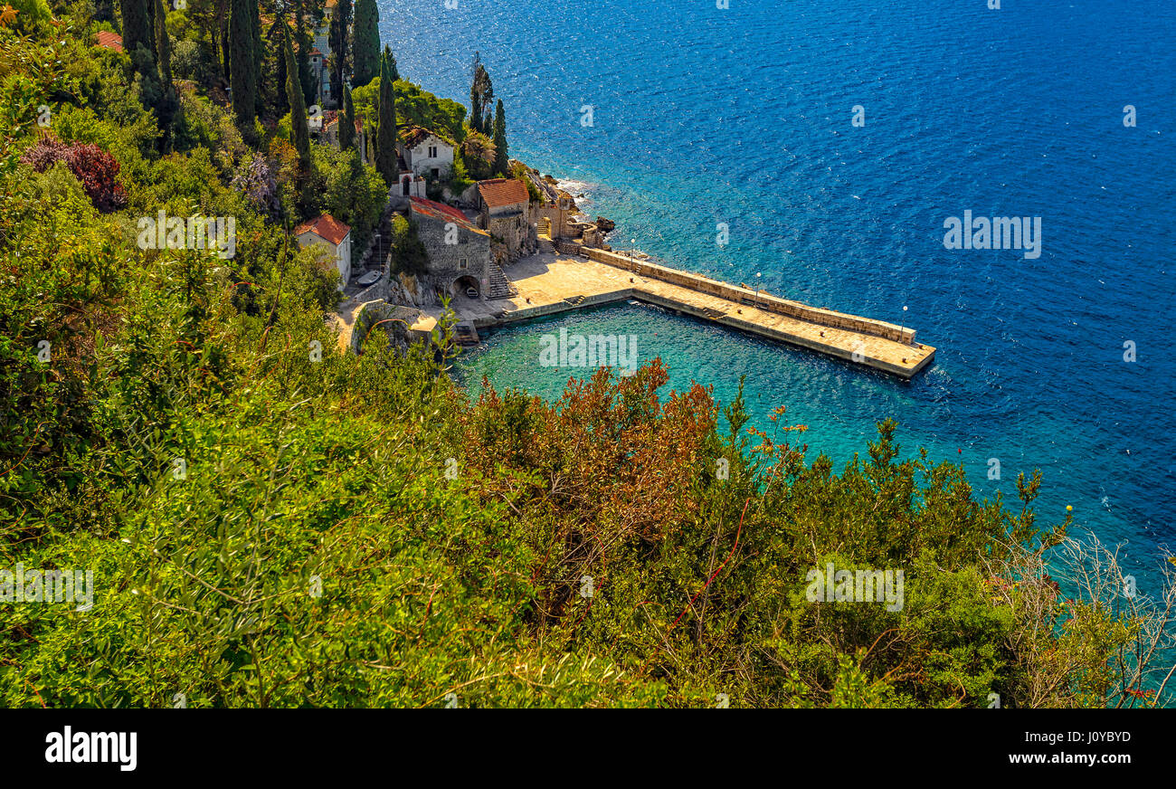Croatia Dalmatia Trsteno Arboretum View on the Port Stock Photo - Alamy