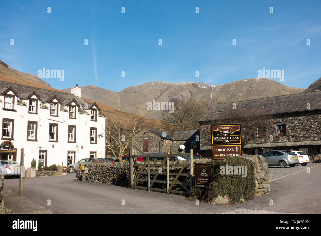 Pillar from the Wasdale Wasdale Head Inn in the English Lake district ...