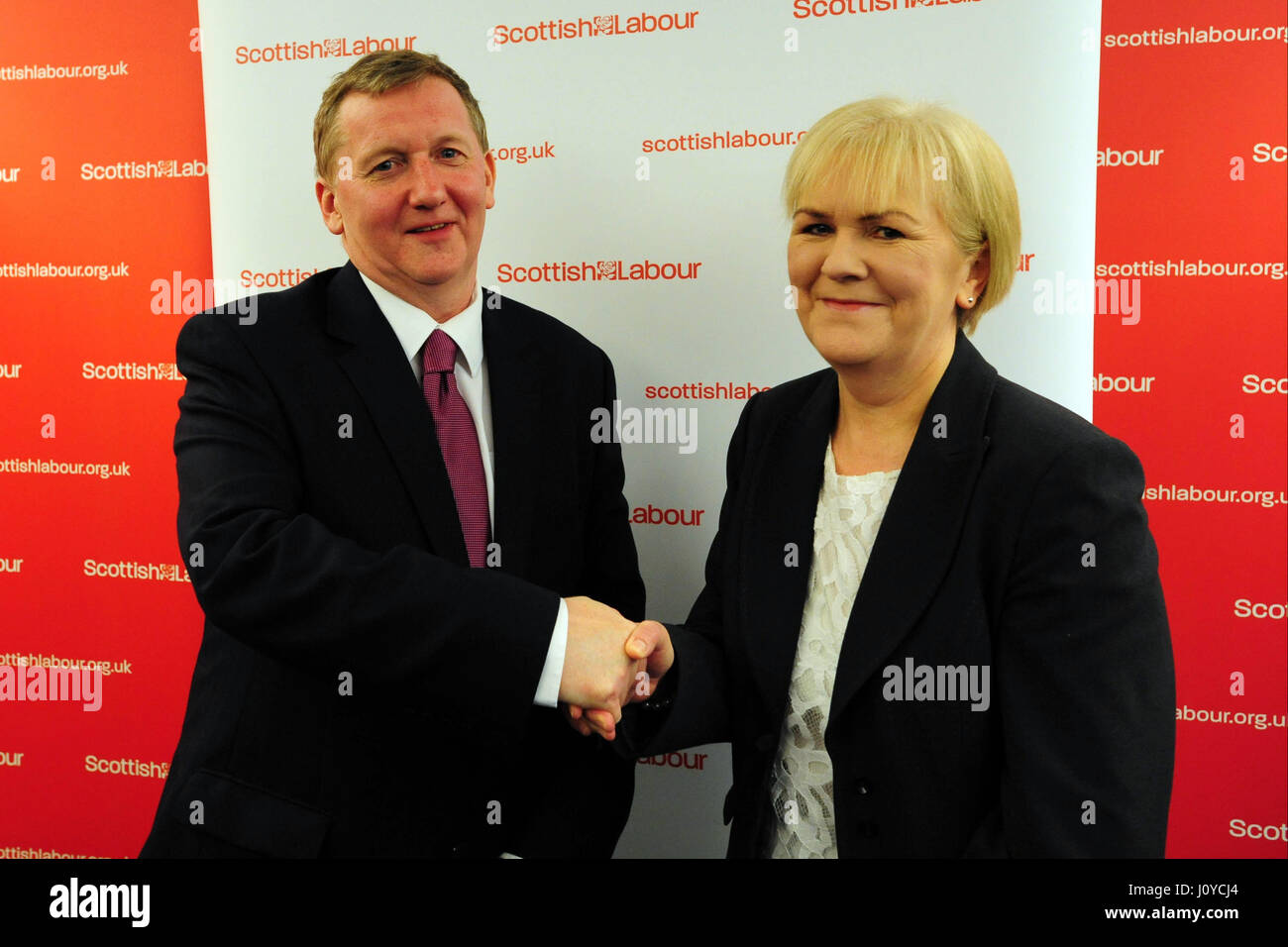 Scottish Labour leader Johann Lamont, congratulates Councillor Alex ...