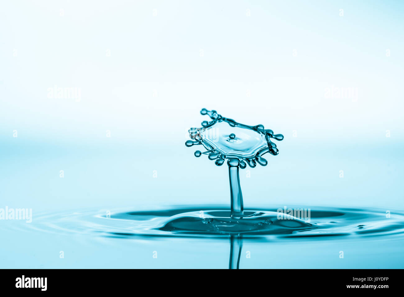 Water splash isolated on blue background. Water drop. Collision of two ...