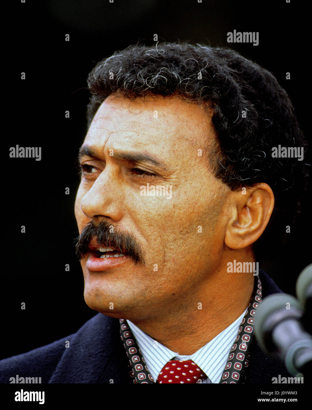 The President of Yemen Ali Abdallah Salih delivers his formal remarks ...