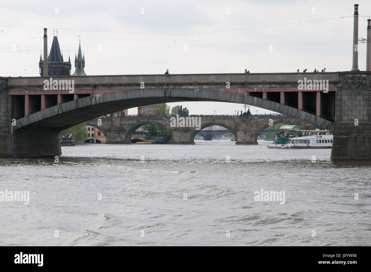 Prague bridges and corners in the center of the river Vltava Stock ...