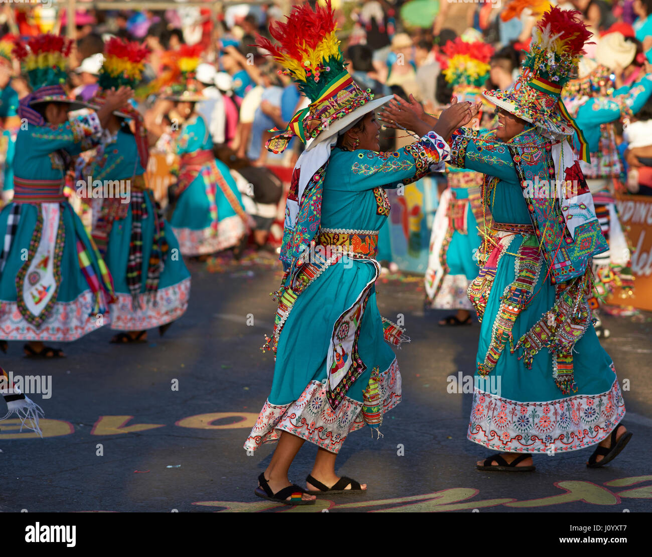 Tinkus dance group in colourful costumes performing a traditional ...