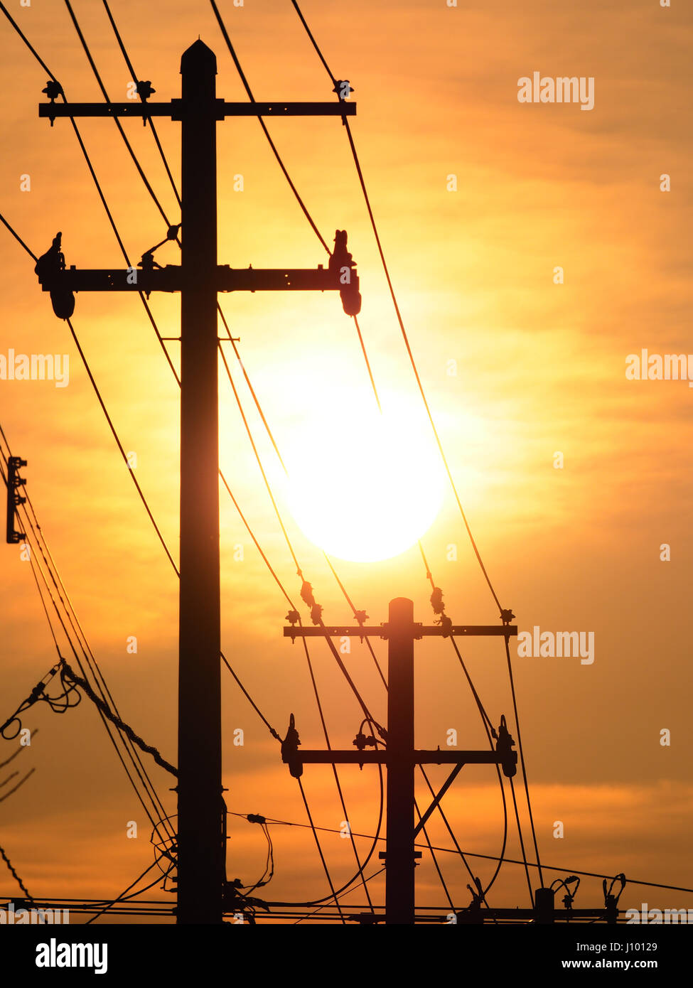 Sunset and Pole Stock Photo - Alamy