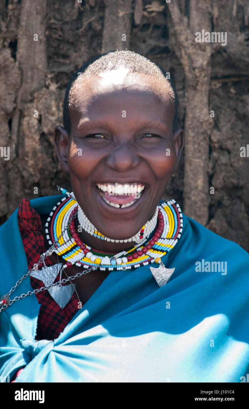 Maasai woman laughing Stock Photo - Alamy