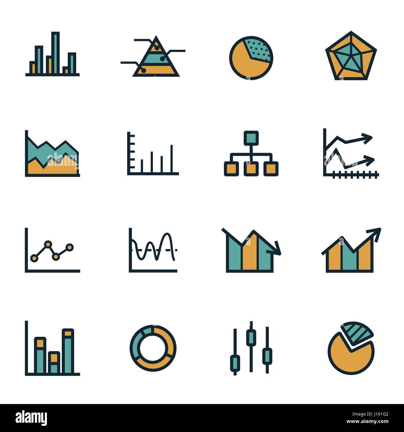 Vector flat diagram icons set on white background Stock Vector Image ...