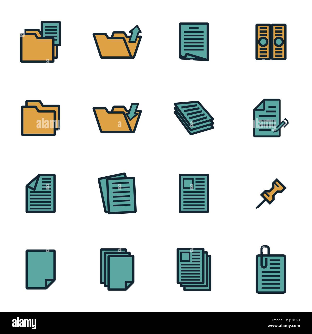 Vector flat document icons set on white background Stock Vector Image ...