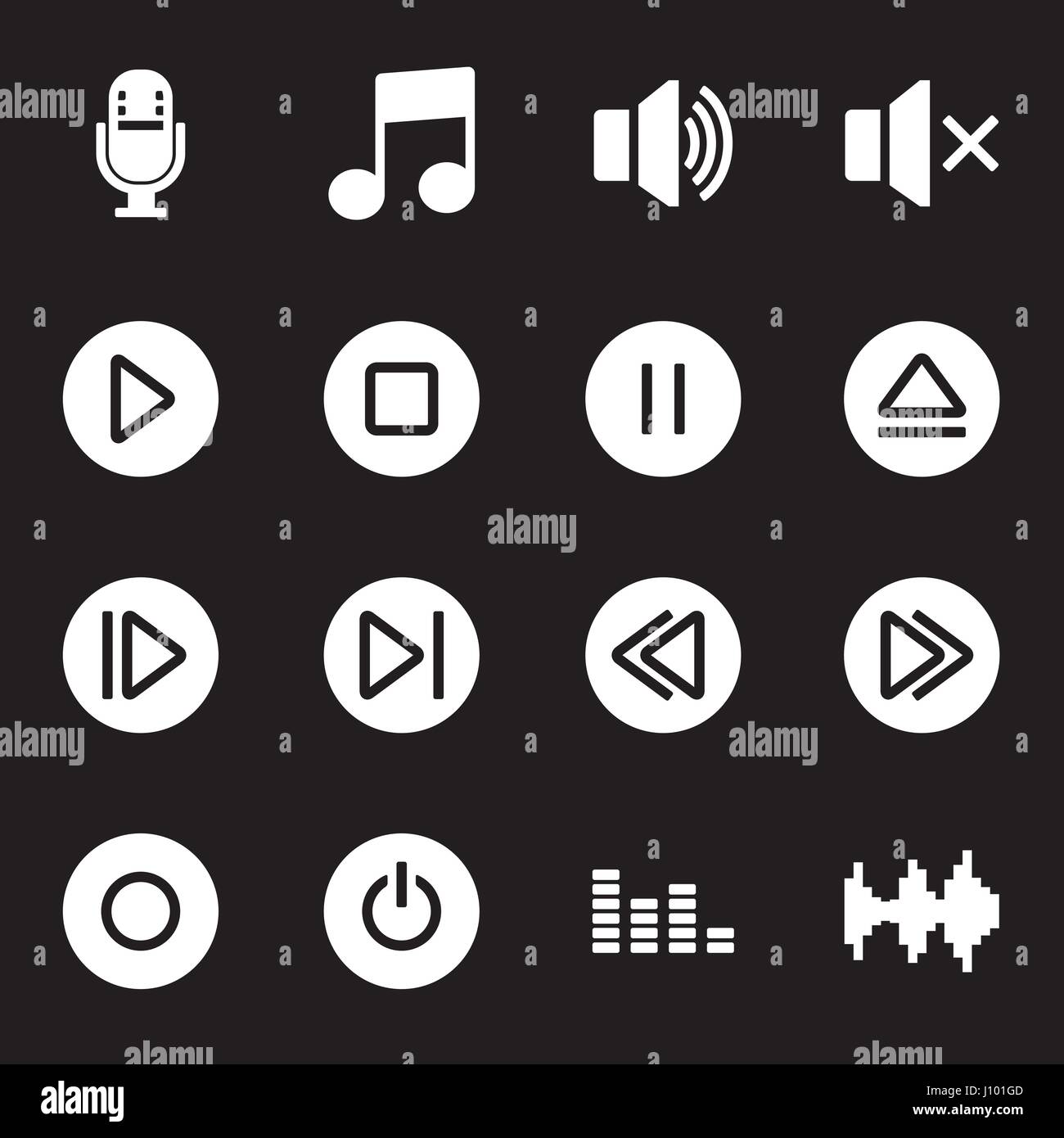 Vector white sound icons set on black background Stock Vector Image ...