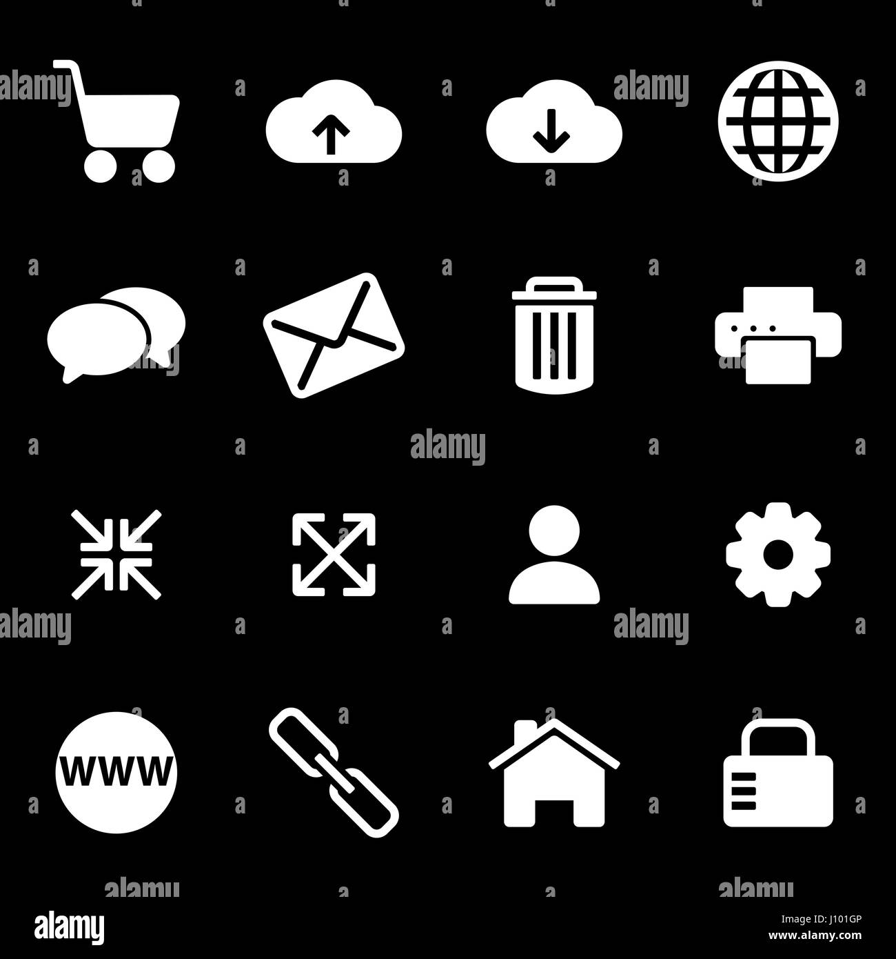 Vector white web icons set on black background Stock Vector Image & Art ...