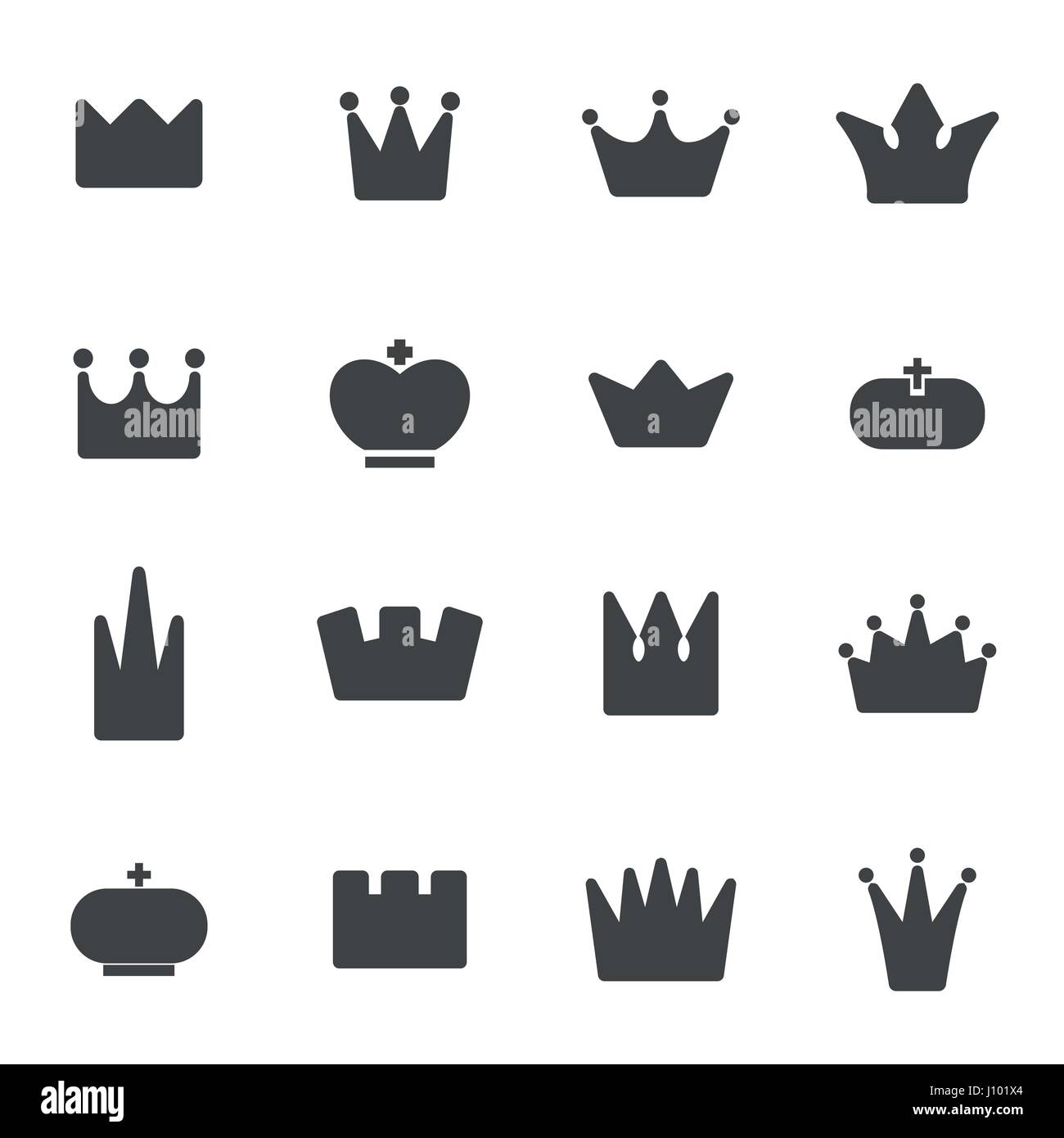 Vector Black Crown Icons Set On White Background Stock Vector Image