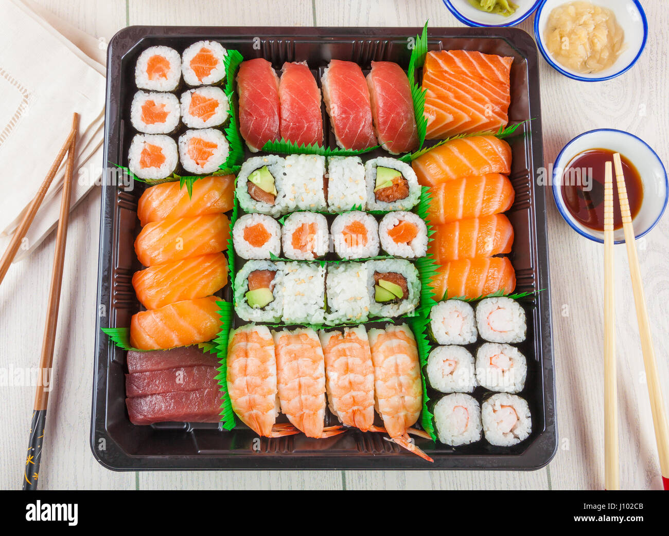 Sushi takeaway tray Stock Photo - Alamy