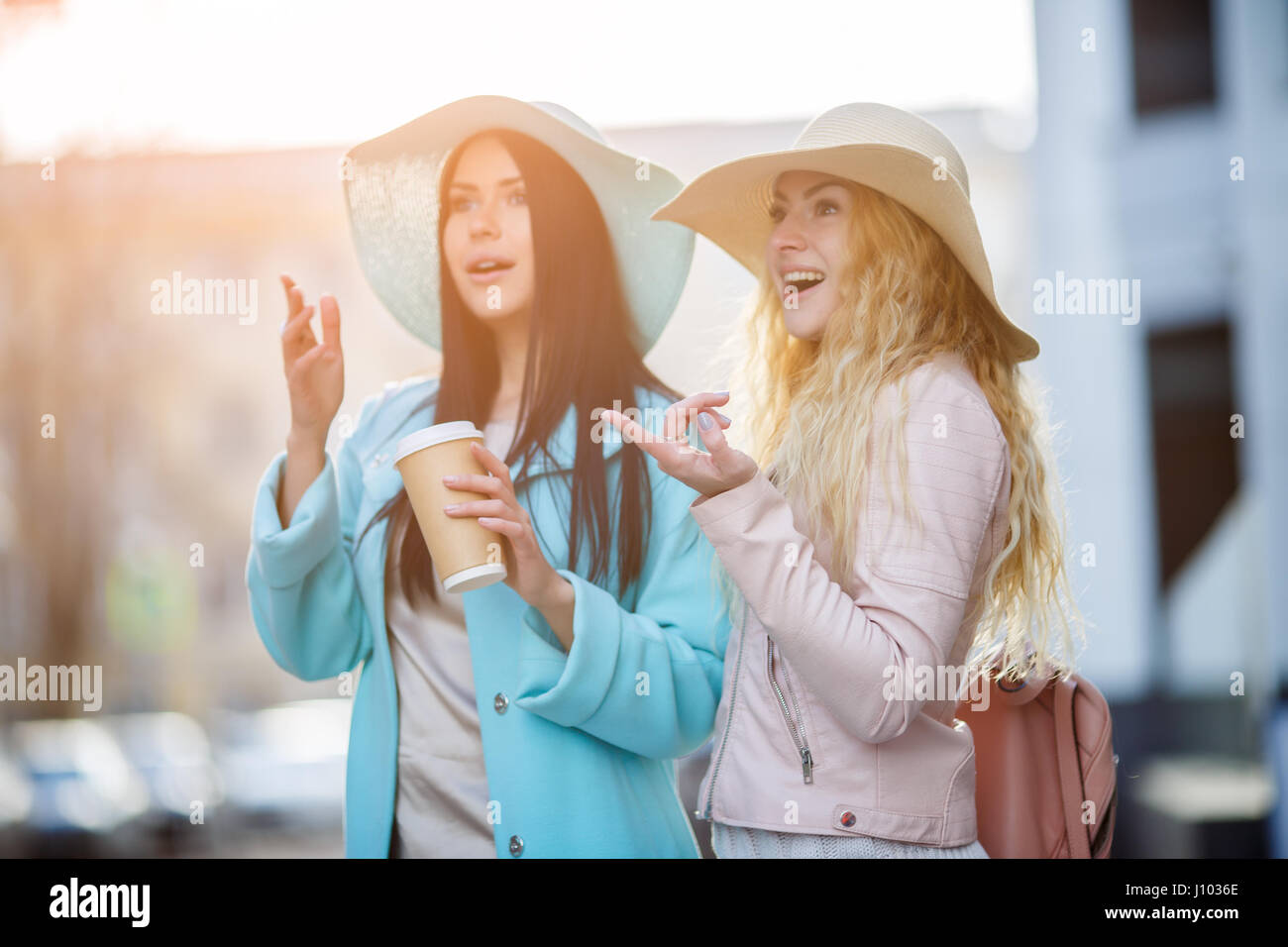 Beautiful girls on blurred background Stock Photo - Alamy