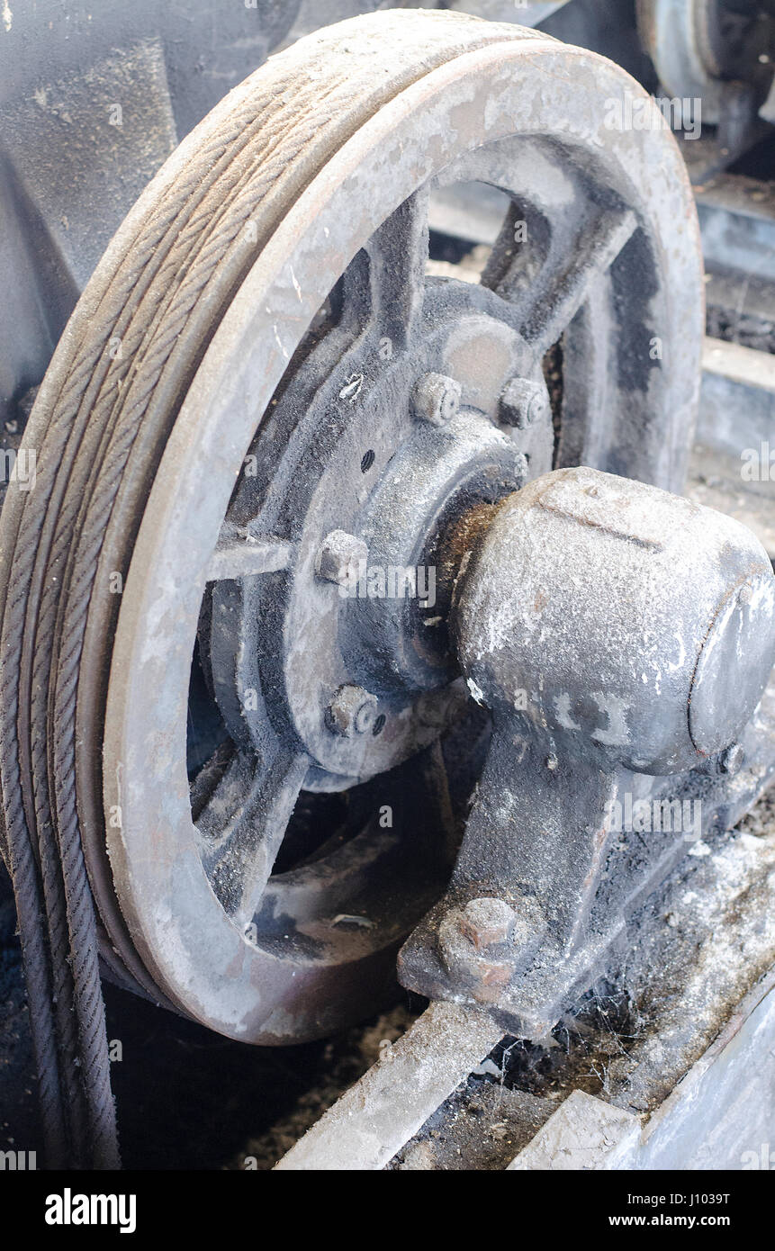 Abandoned elevator cable control Stock Photo - Alamy