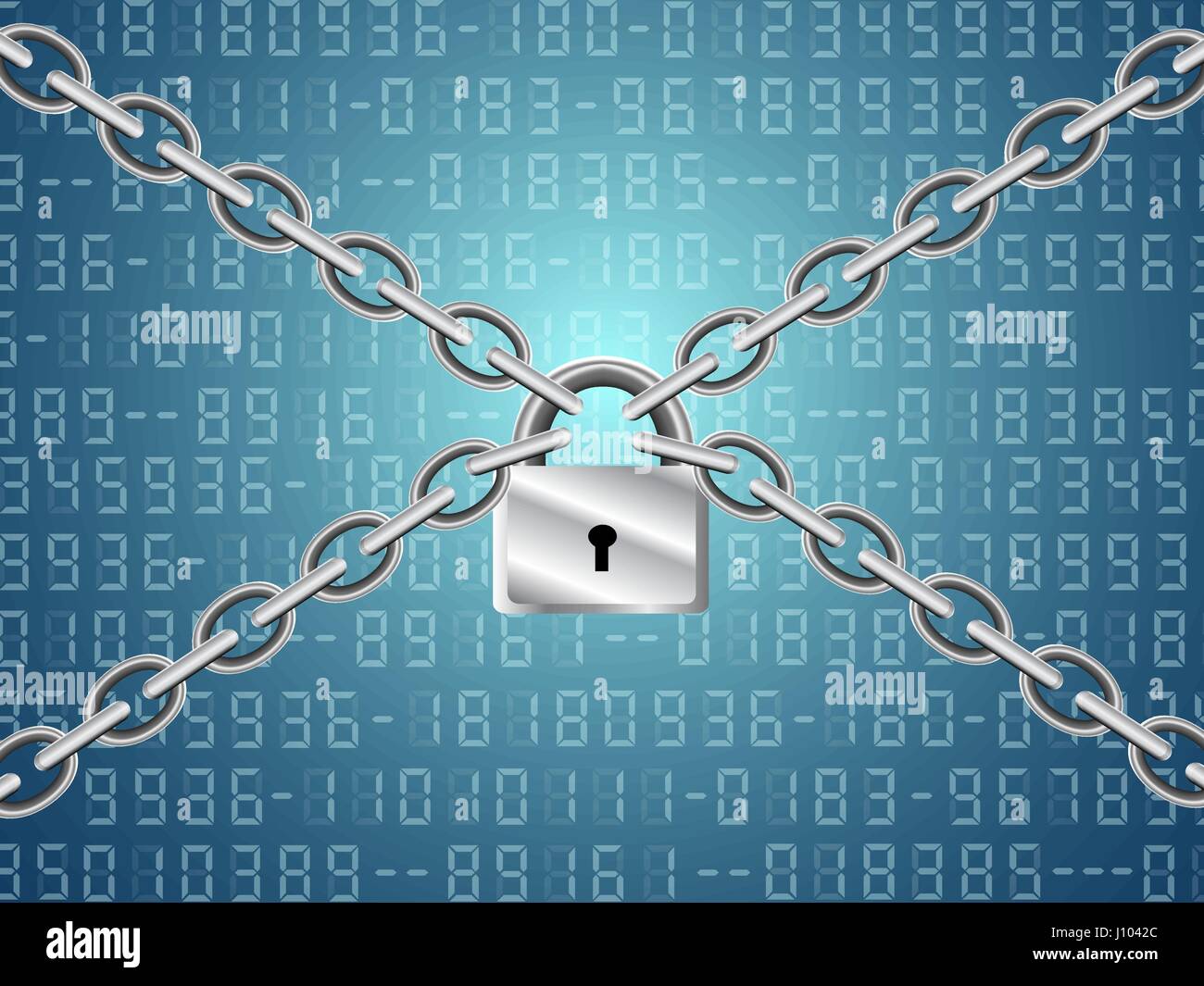 Security lock with chain. Protection of computer data. The picture ...