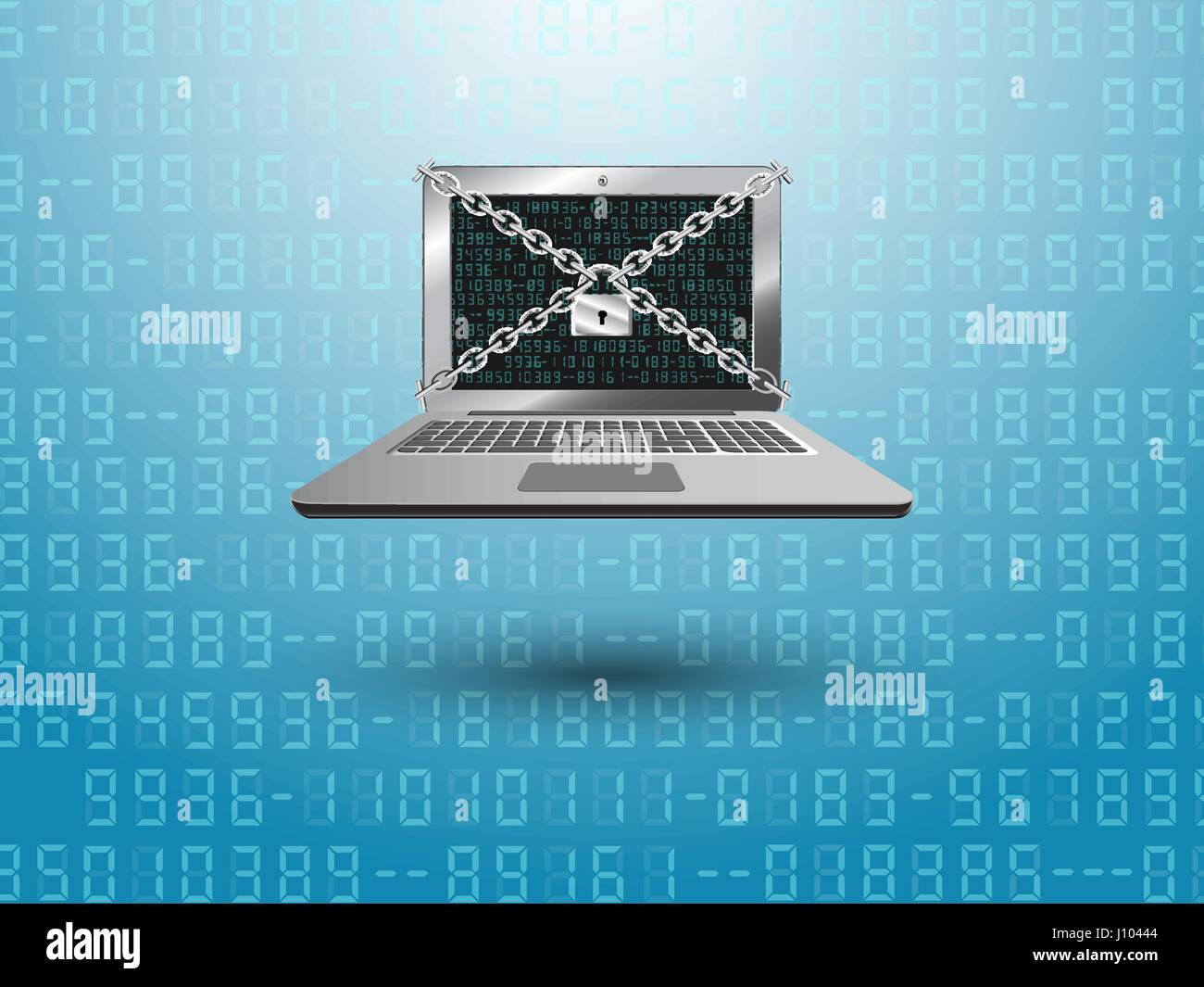 Laptop .Security lock with chain. Protection of computer data. The ...