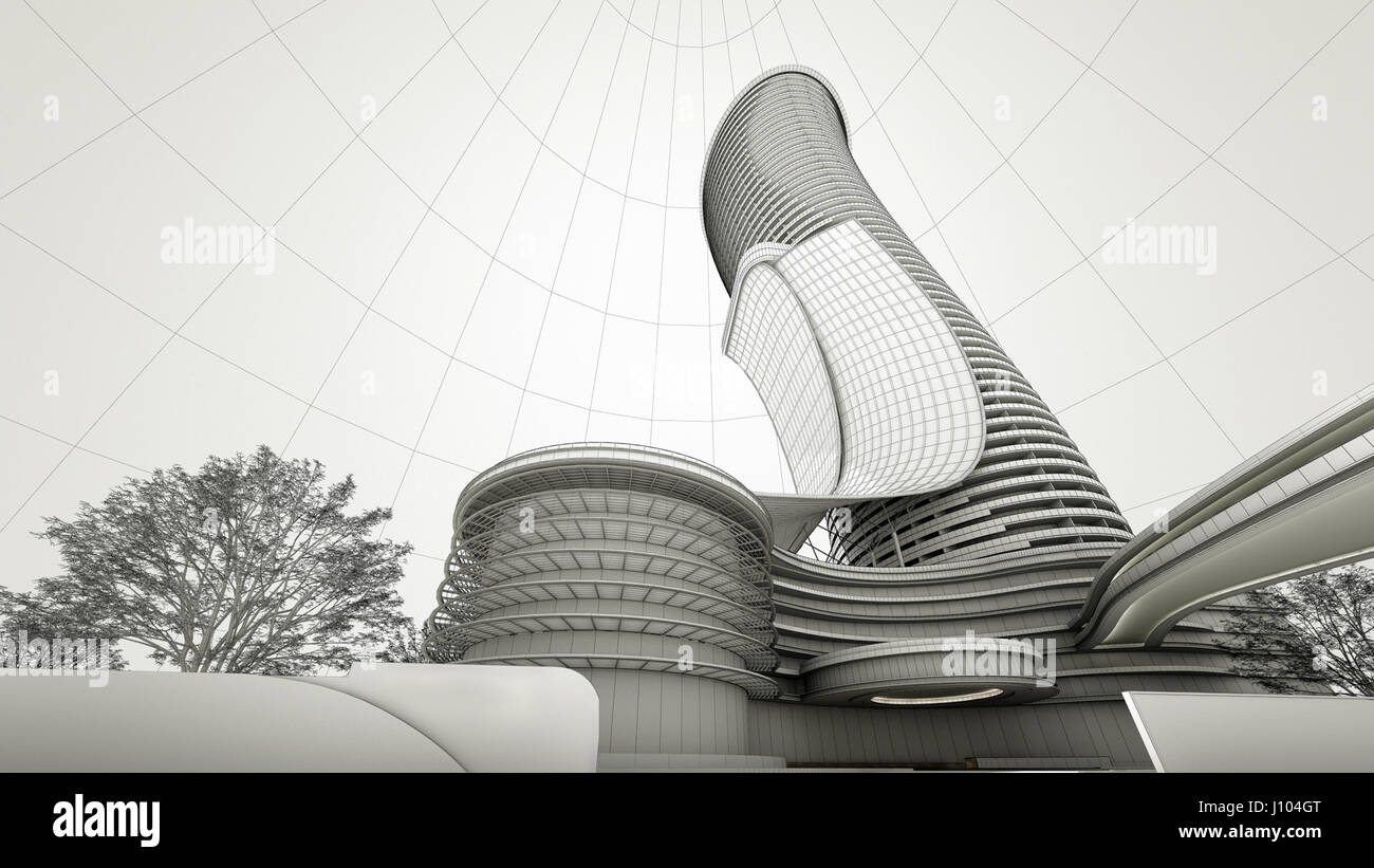 Luxury Hotel design with architectural technology concept, 3d rendering ...