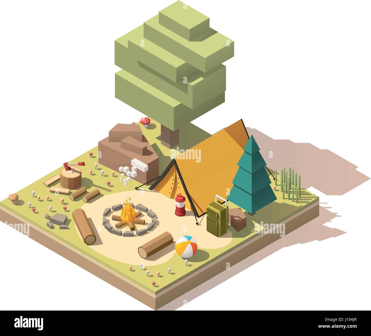 Vector isometric low poly campsite Stock Vector Image & Art - Alamy