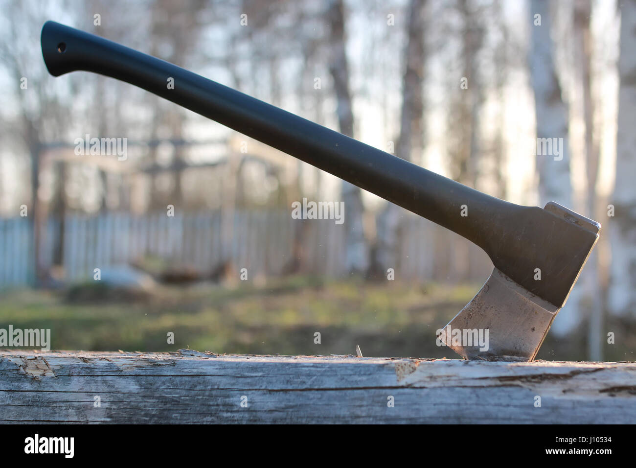 axe in wood outdoor Stock Photo - Alamy