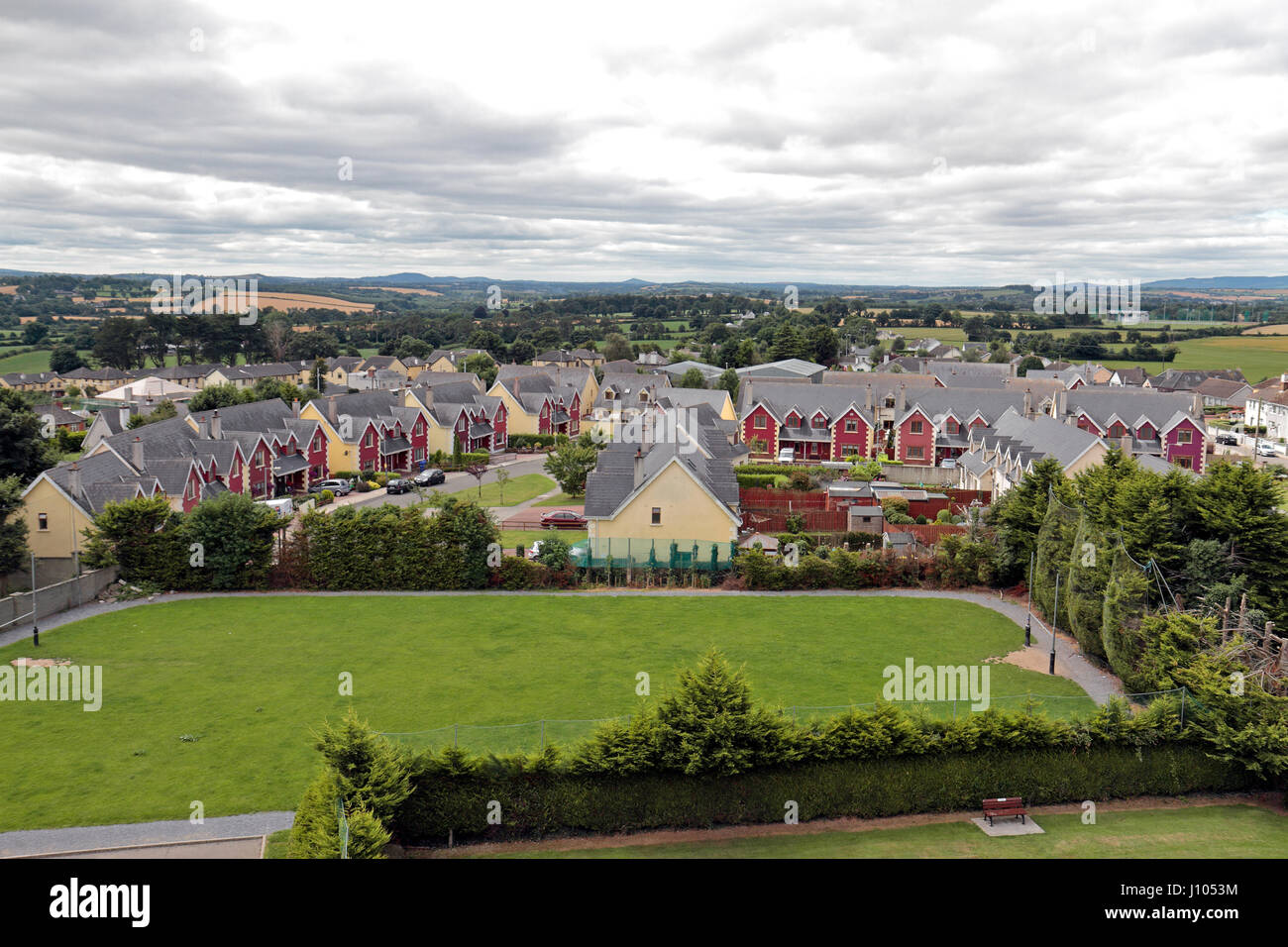General view over the town of Ferns from Ferns Castle, Ferns, County ...