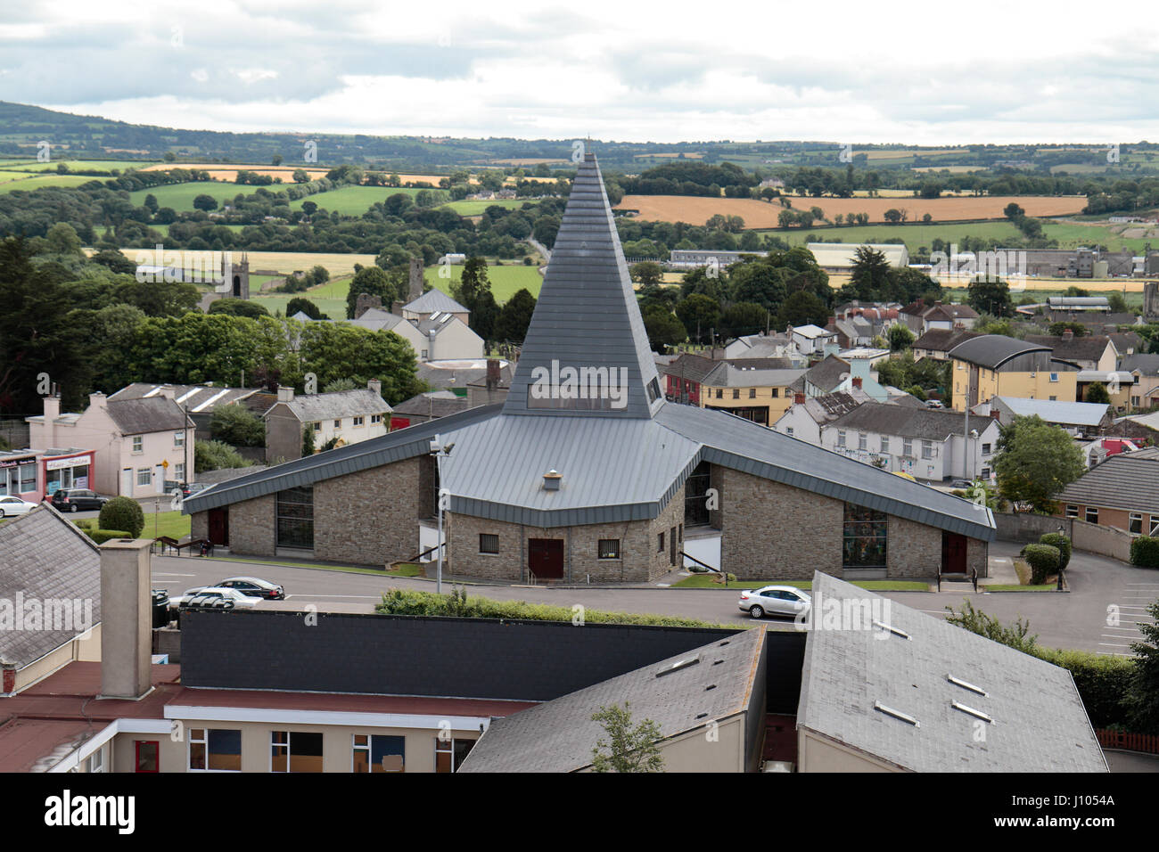 St. Aidan's Church viewed from Ferns Castle in Ferns, County Wexford ...