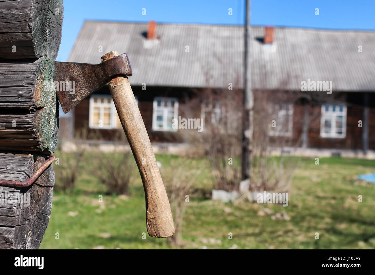axe in wood outdoor Stock Photo - Alamy