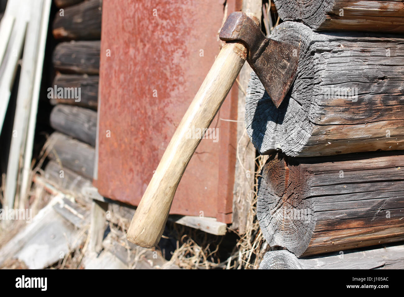 axe in wood outdoor Stock Photo - Alamy