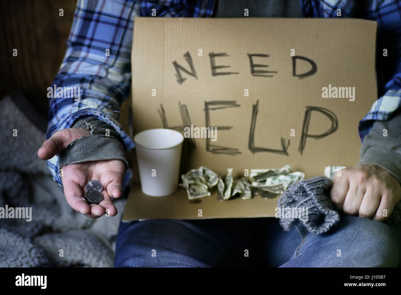 homeless man ask help Stock Photo - Alamy