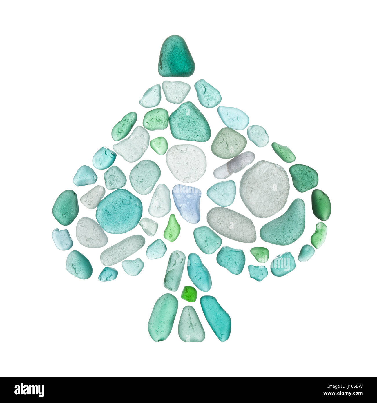 sea glass mosaic - spade card suit symbol isolated on white Stock Photo ...