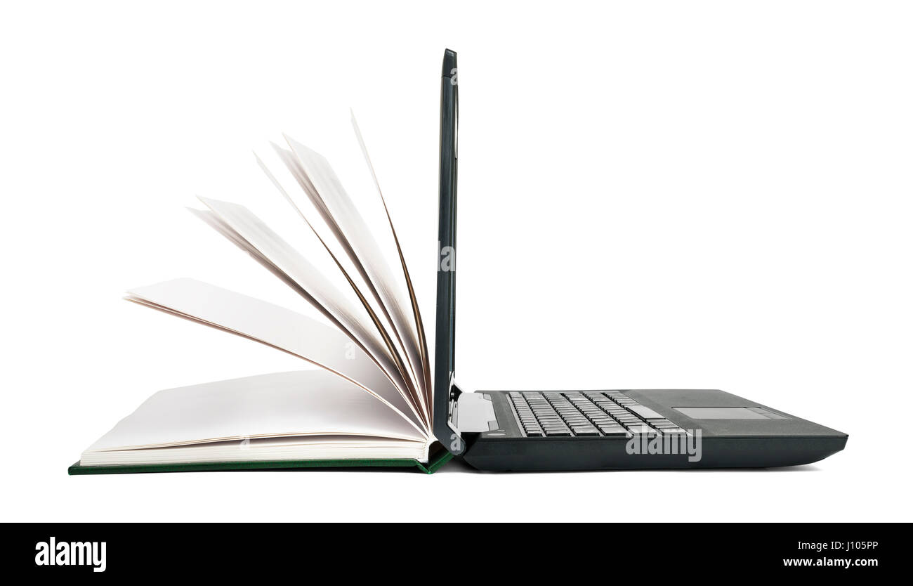 Open book turns into an open laptop Stock Photo - Alamy