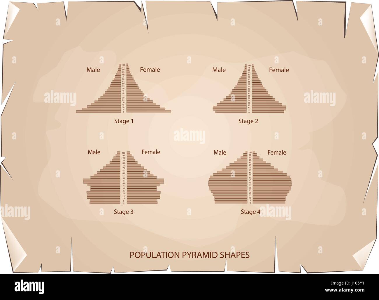 Population And Demography Illustration Set Of 4 Types Of Population