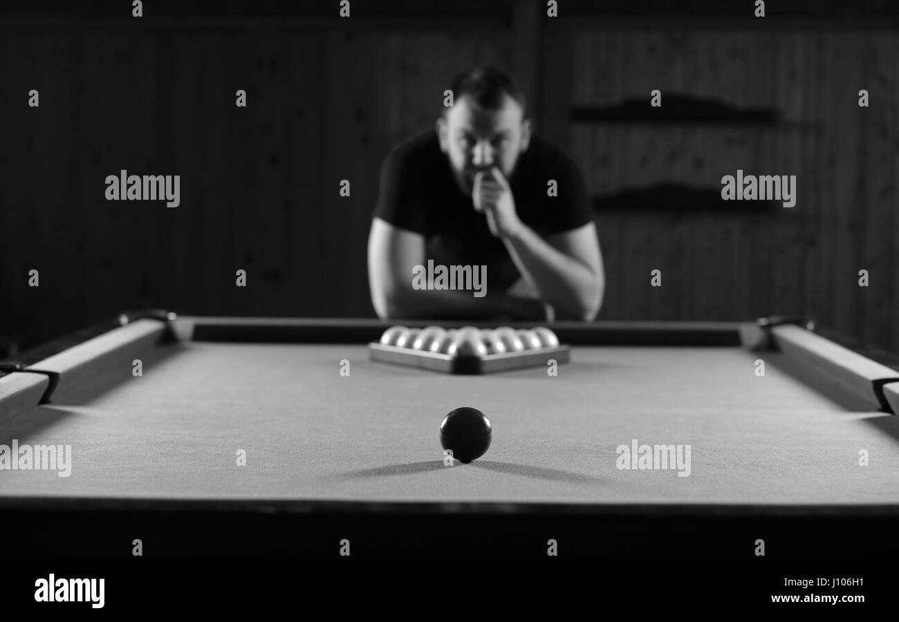 Guy playing pool Black and White Stock Photos & Images - Alamy
