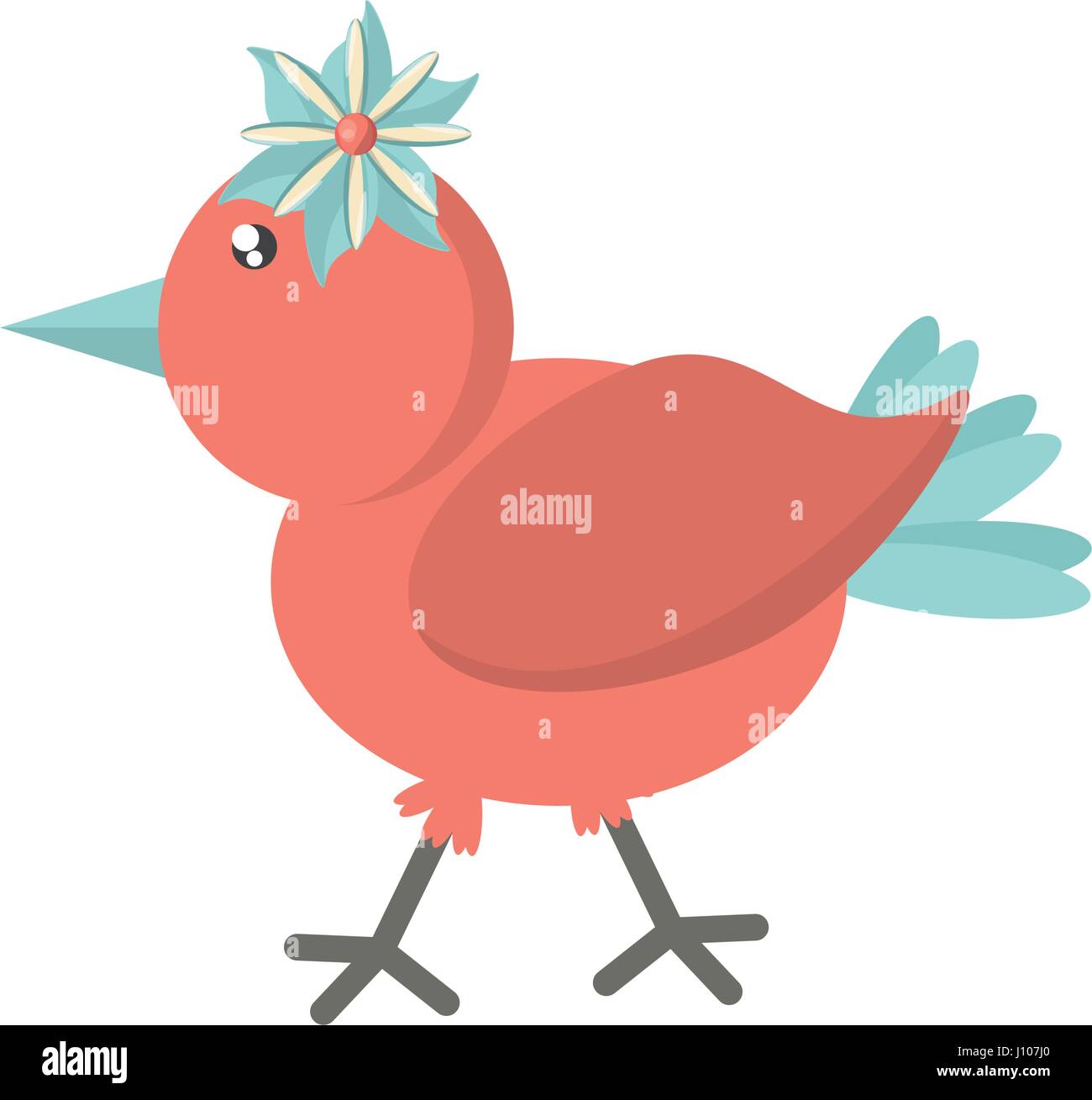 cute bird flower comic icon Stock Vector Image & Art - Alamy
