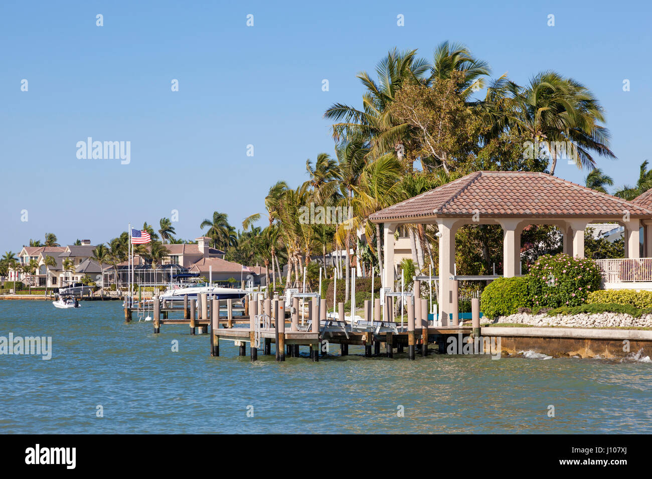 Luxury waterfront neighborhood in Naples. Florida, United States Stock ...