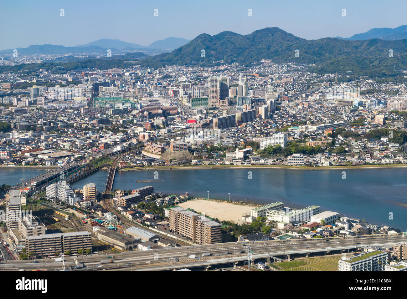 Aerial View of Fukuoka City in Fukuoka, Japan Stock Photo - Alamy