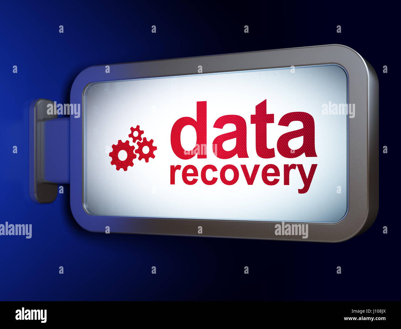 Information concept: Data Recovery and Gears on billboard background ...