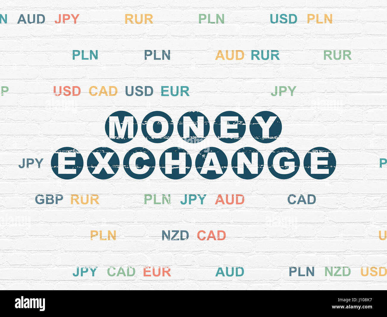 Banking concept: Money Exchange on wall background Stock Photo - Alamy