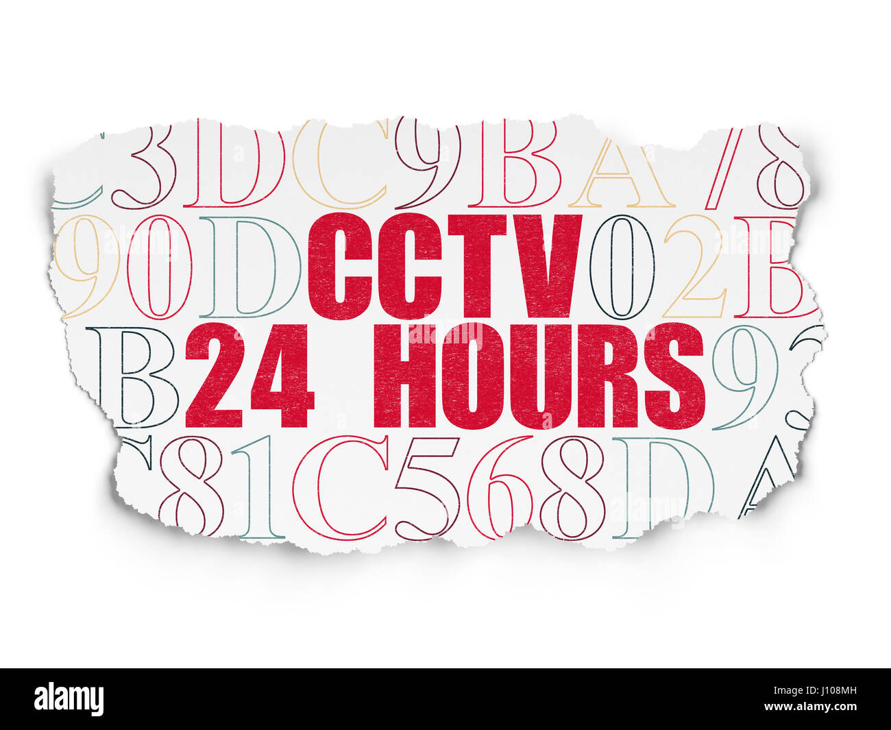 Security concept: CCTV 24 hours on Torn Paper background Stock Photo ...