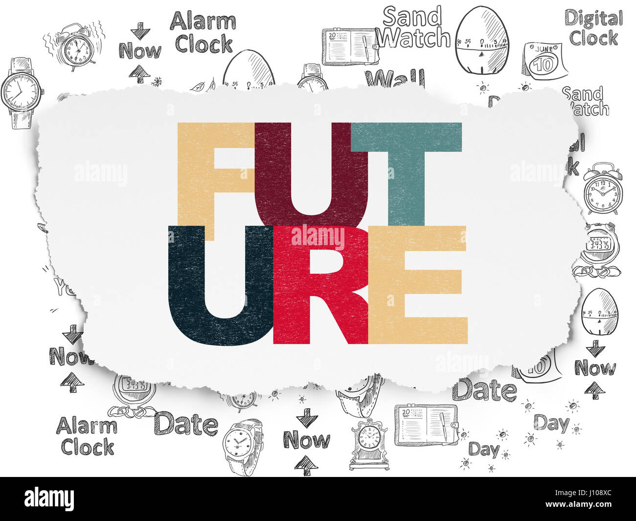 Time concept: Future on Torn Paper background Stock Photo - Alamy